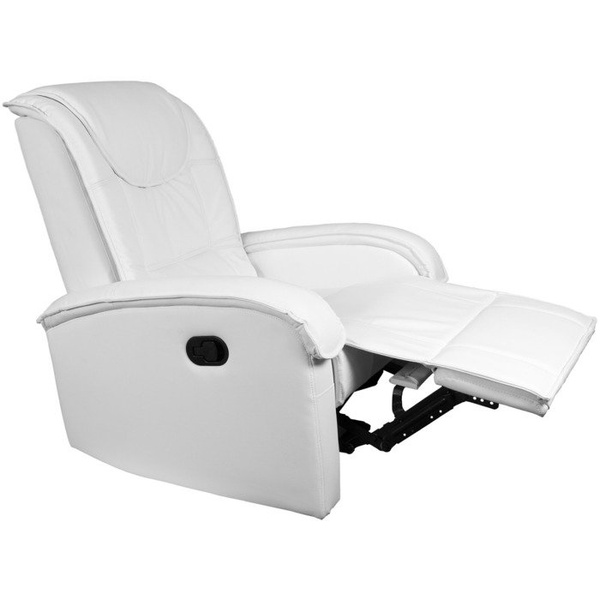 BIAŁY FOTEL WYPOCZYNKOWY RELAKSACYJNY + PODNÓŻEK Biały | Dom ...