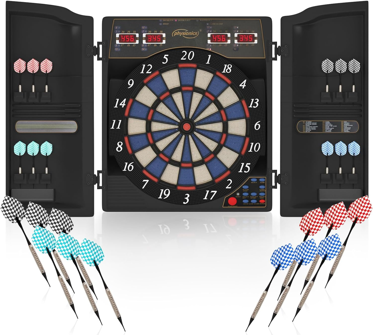 DART TABLICA ELEKTRONICZNA TARCZA DO DARTA GRY W RZUTKI 12x LOTKI BULL ...